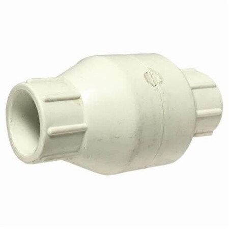 Midland Industries InLine Spring Check Valve, 1 Nominal, Socket, 200 psi at 77 deg F, PVC Body ...